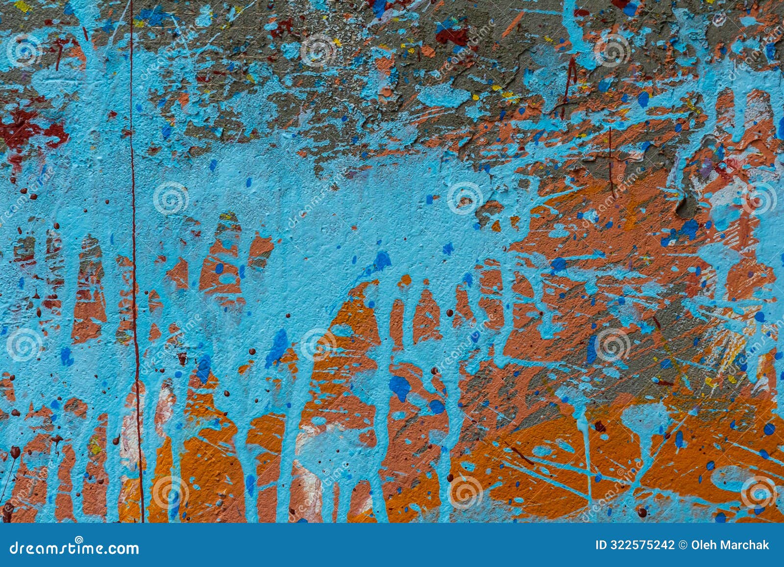 White Plastered Wall Splattered with Red Paint. Paint Splashes on the ...