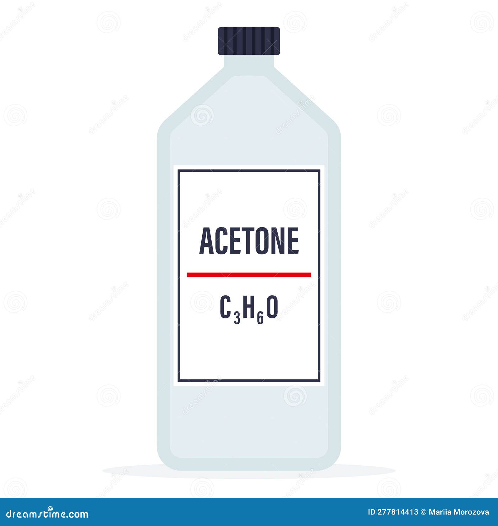 White Plastic Acetone Bottle with Chemical Formula Isolated on White ...