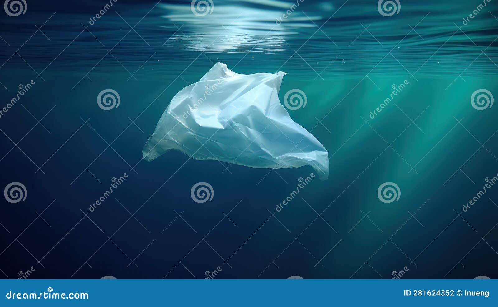 White Plastic Bag Floating in Water. Generative AI Stock Illustration ...