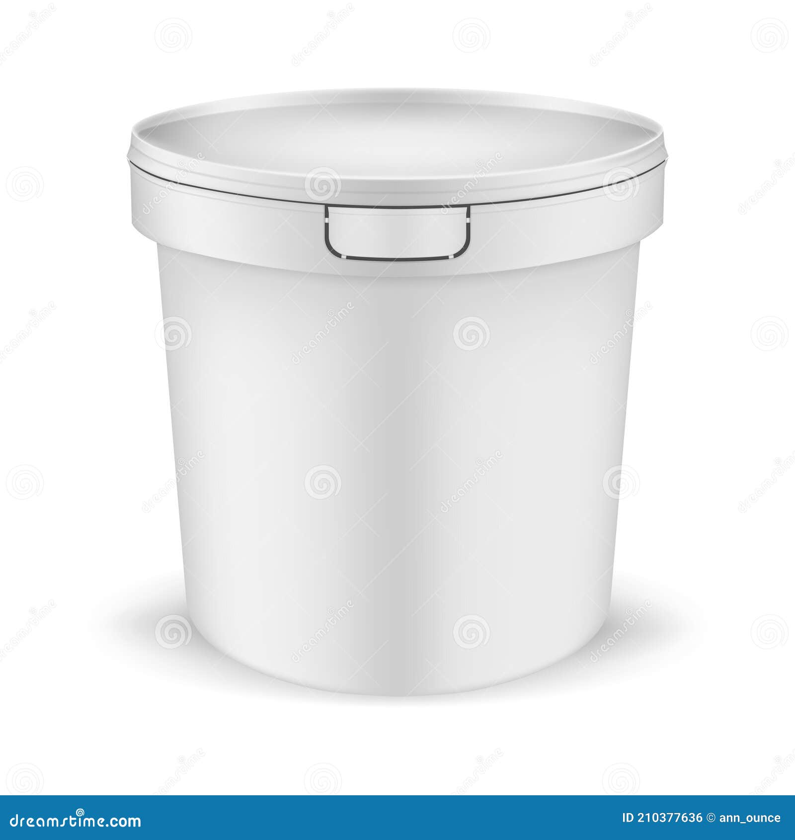 White Plastic Bucket with Lid, Realistic Vector Mockup. Blank Packaging ...