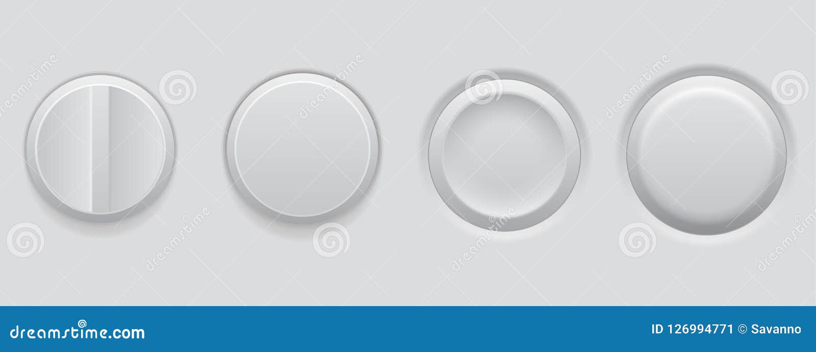 White Plastic Buttons. 3d Web Interface Elements Stock Vector - Illustration of design, control ...