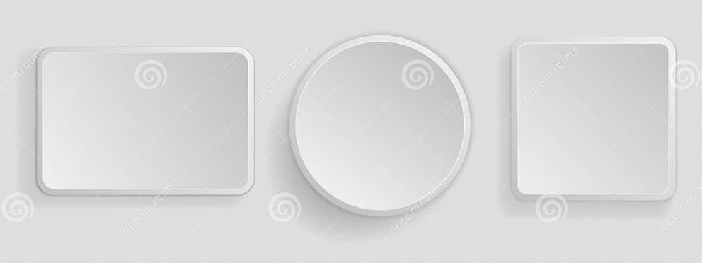 White Plastic Buttons. 3d Web Interface Elements Stock Vector - Illustration of symbol, object ...