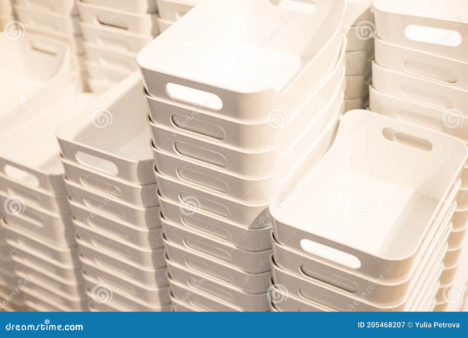 White Plastic Containers.Stacked Empty Plastic Box.folded Plastic ...