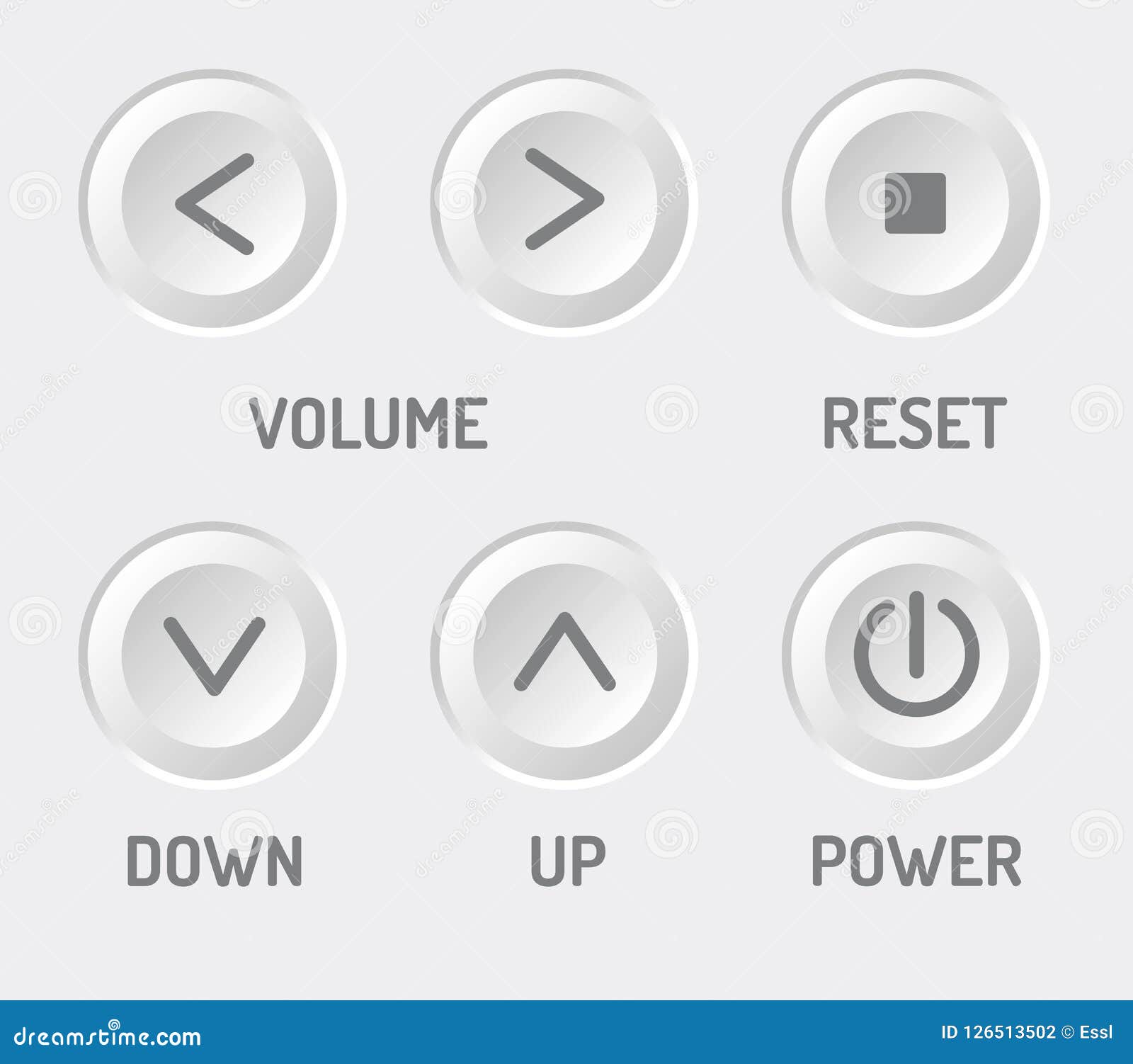 White Plastic Control Panel. Navigation Buttons Set Stock Vector ...
