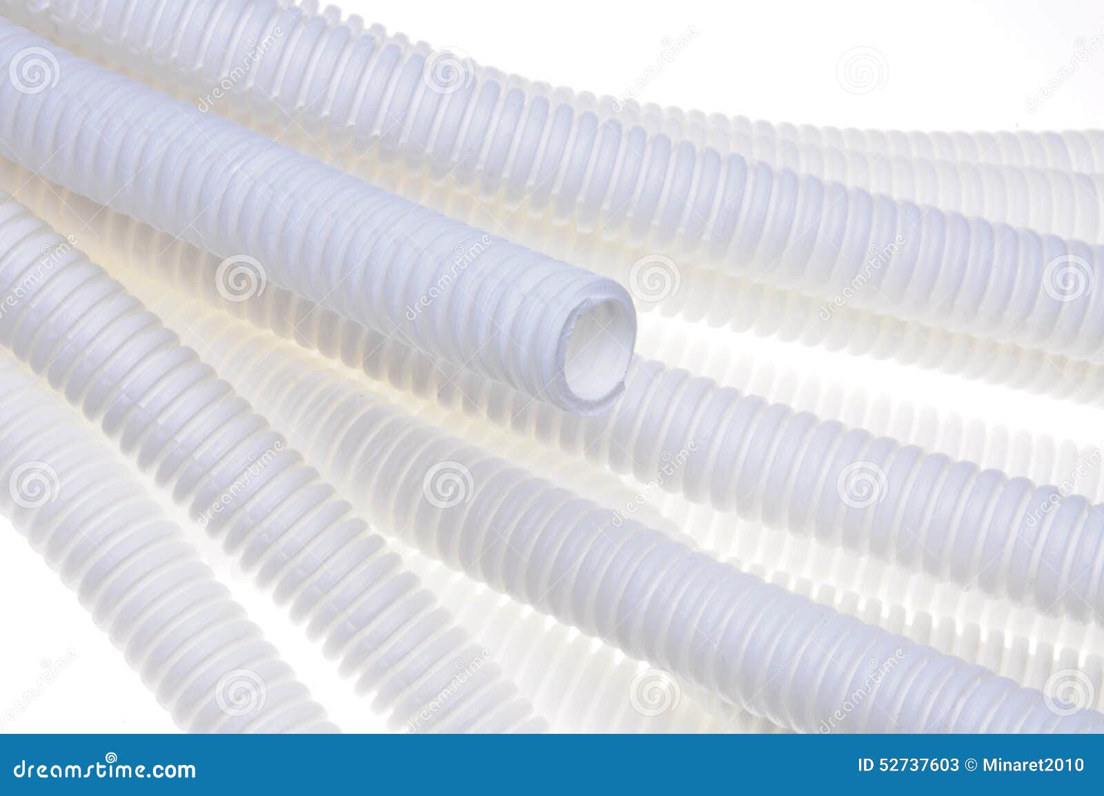 White Plastic Corrugated Pipe Stock Image - Image of equipment ...
