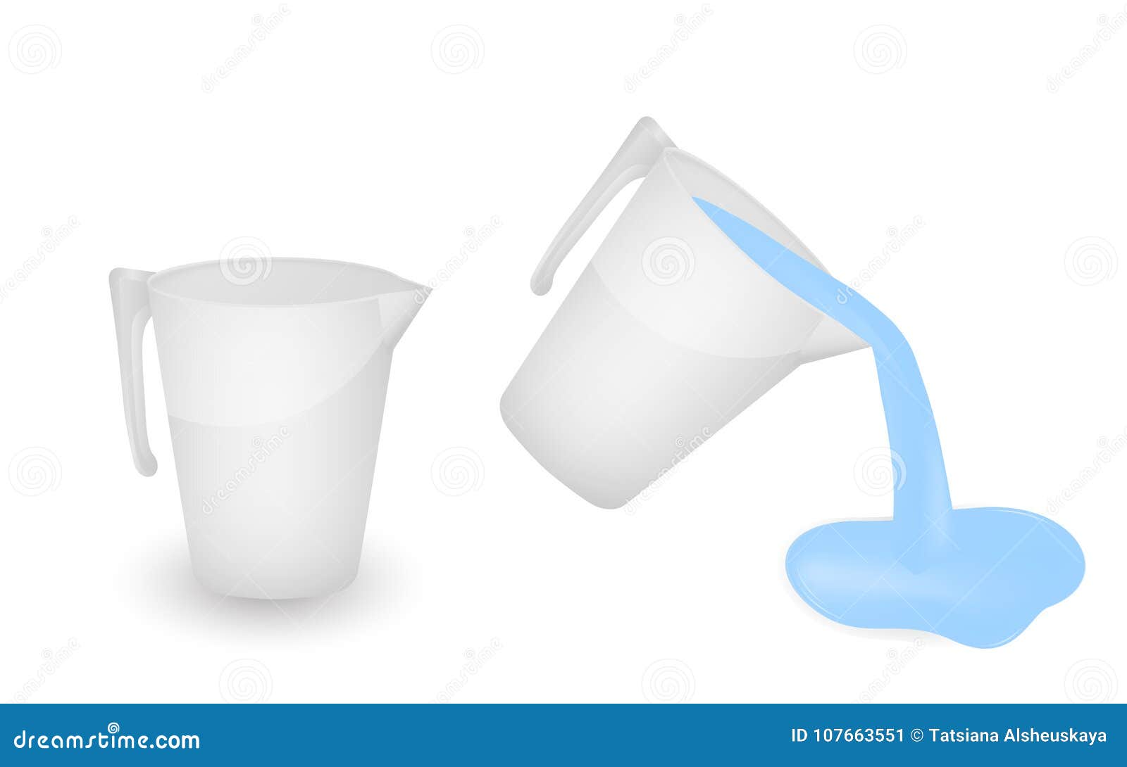 White Plastic Cup, Isolated on White Background. Empty and with Running ...