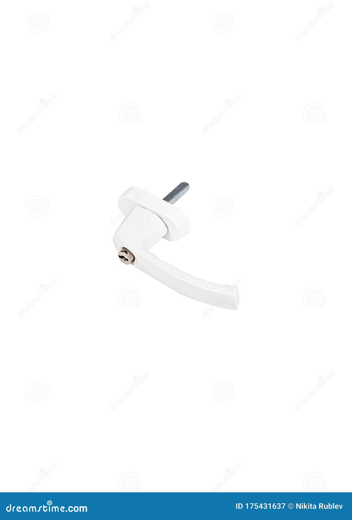 White Plastic Door Window Handle with Lock Isolated on White Baclground ...
