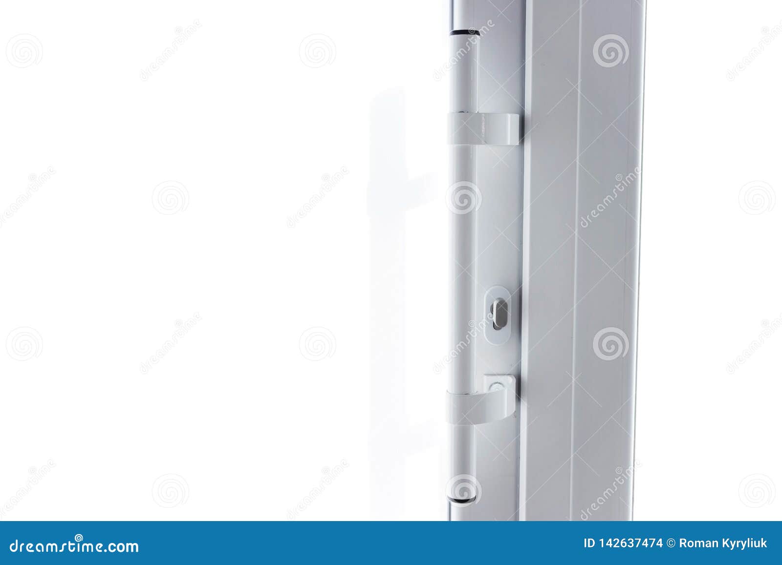 White Plastic Doors with a Large Handle Stock Photo - Image of access ...