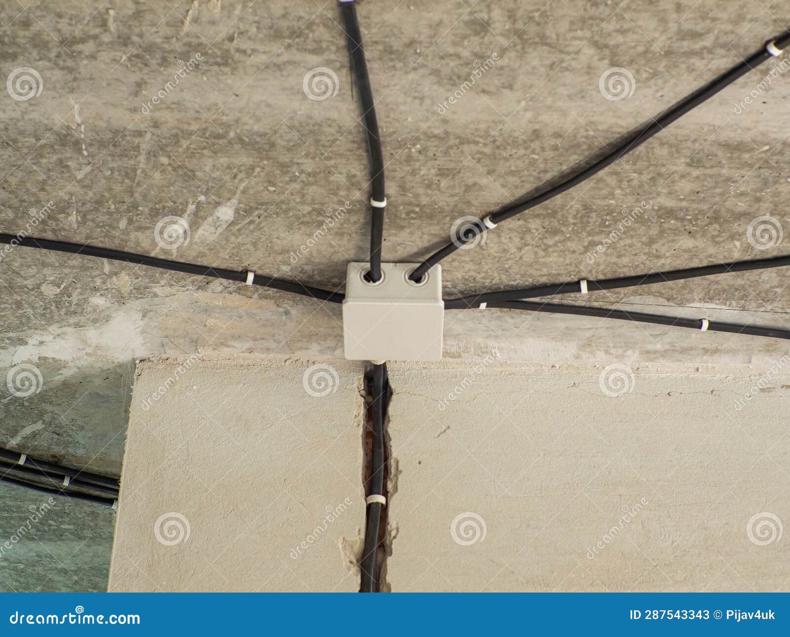 White Plastic Electric Junction Box with Conduits Install in House ...