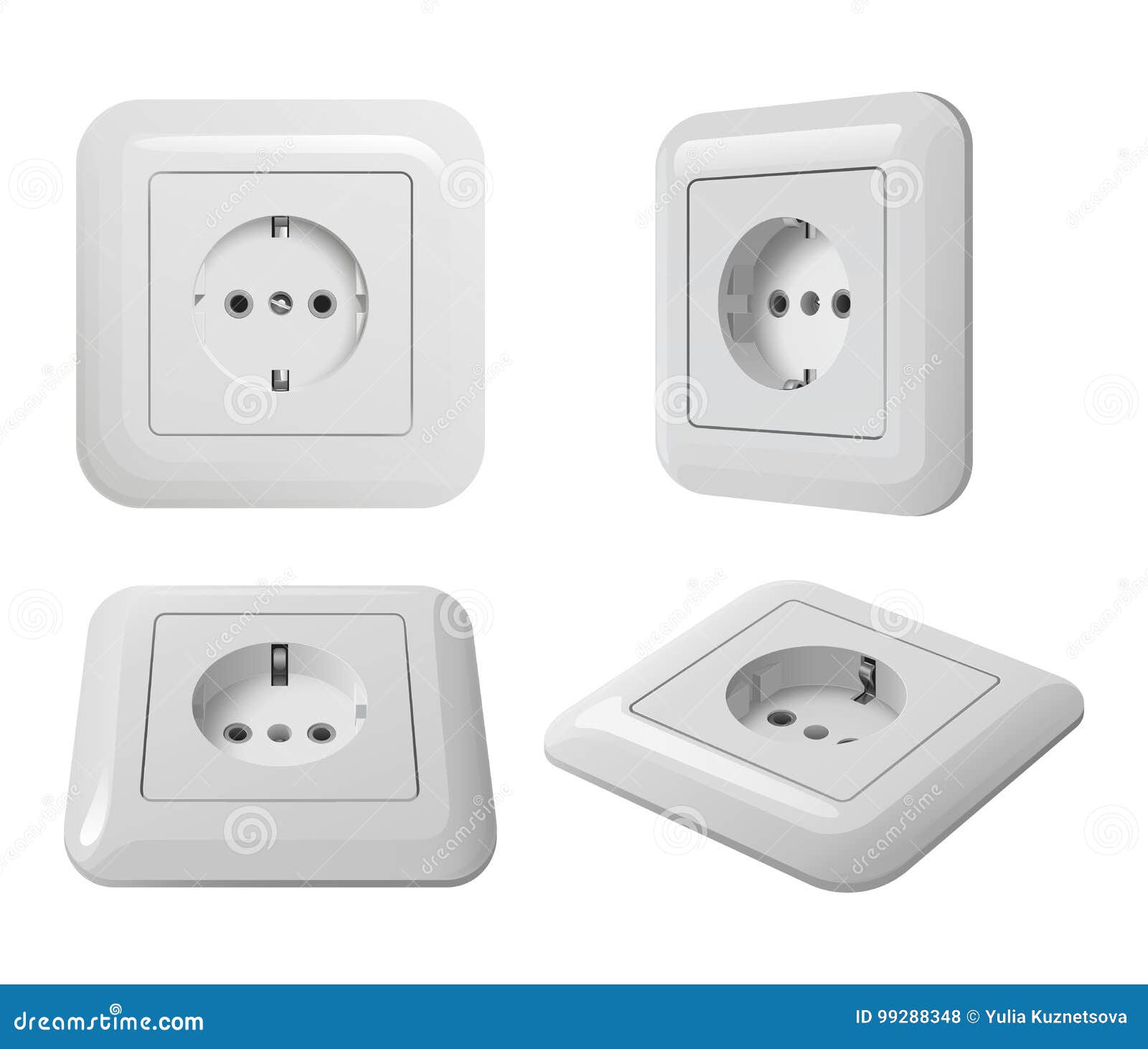 White Plastic European Electrical Socket with Ground, White Background ...
