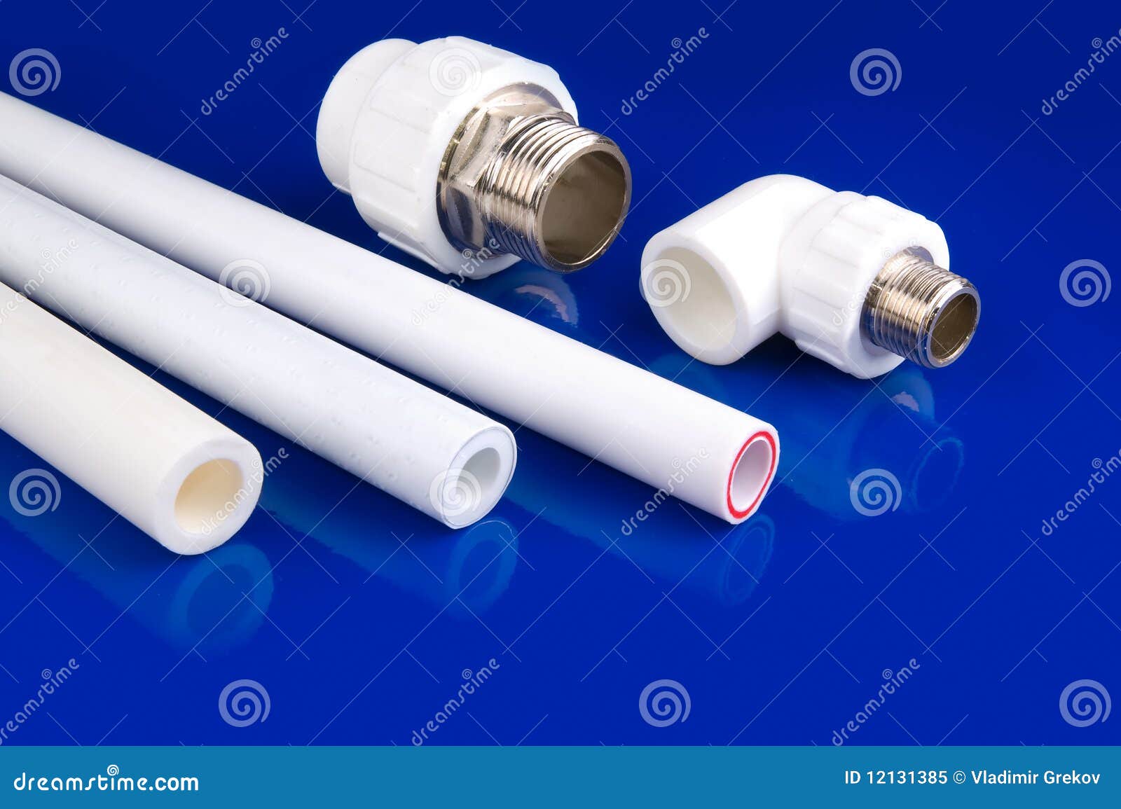 White plastic fittings stock image. Image of threaded - 12131385