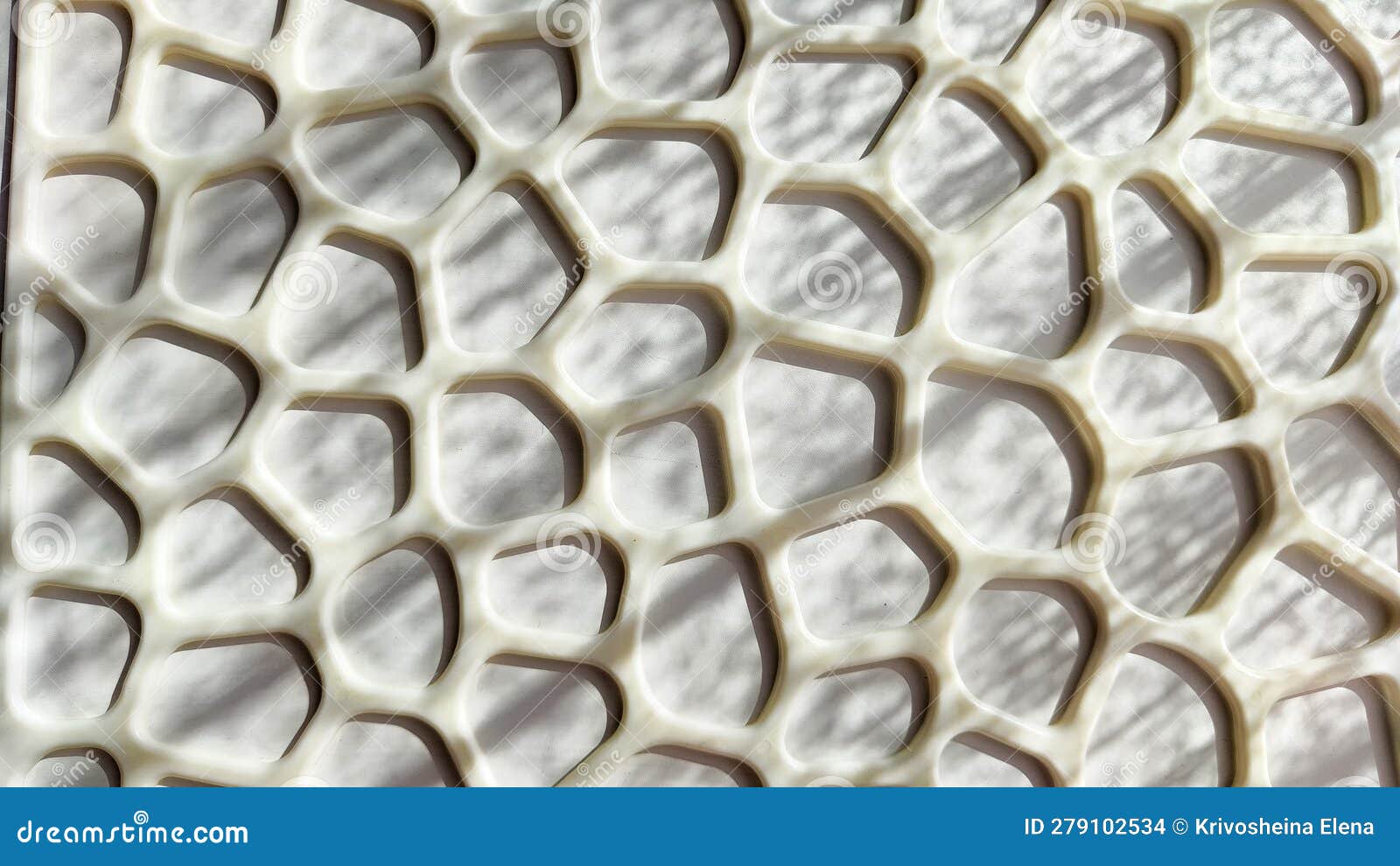 White Plastic Grid Cells Illuminated by the Sun with Shadows. Abstract ...