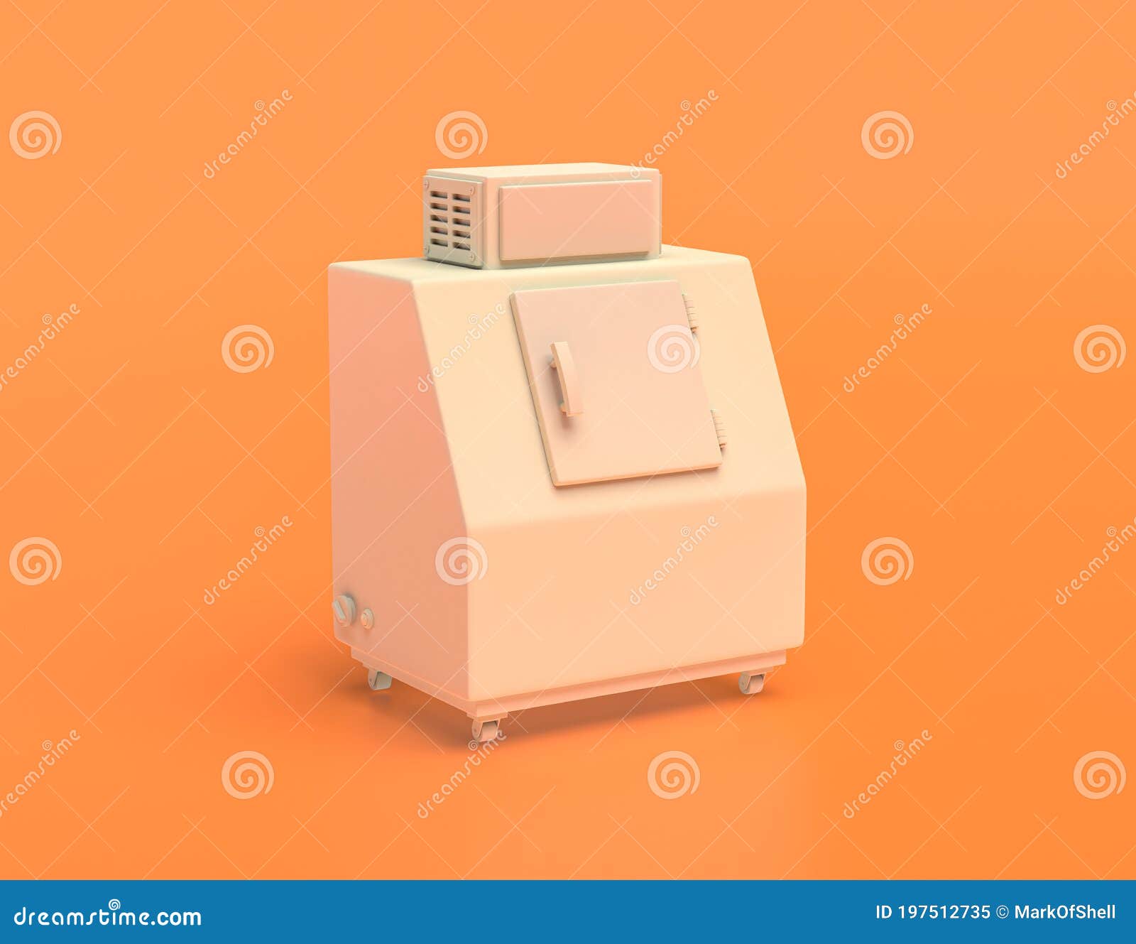 White Plastic Ice Box in Yellow Orange Background, Flat Colors, Single ...