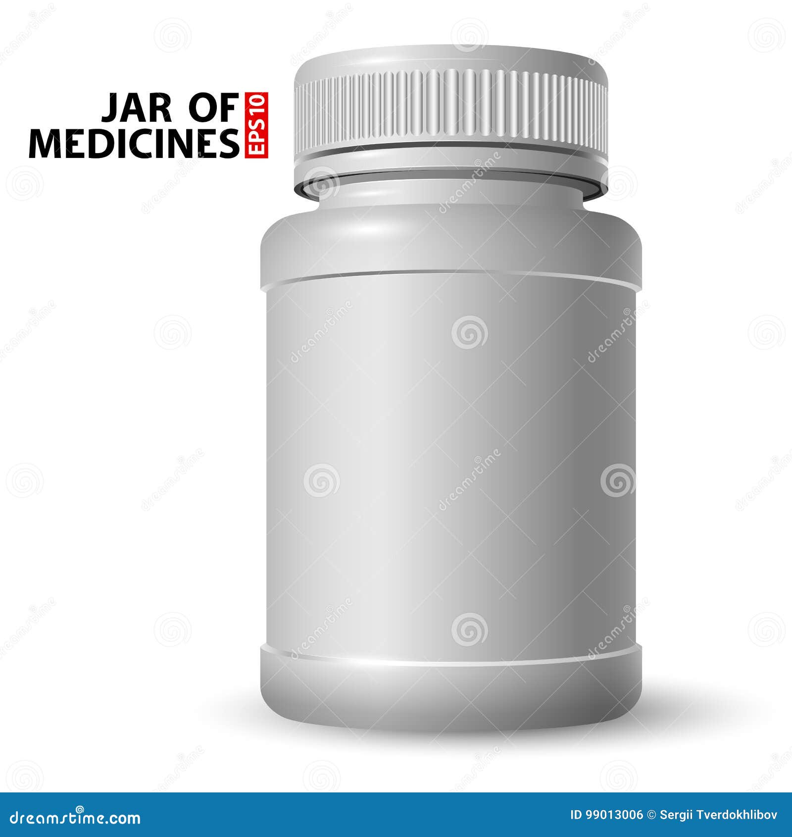 White Plastic Jar for Medicines with a Closed Lid. Volumetric and Real ...