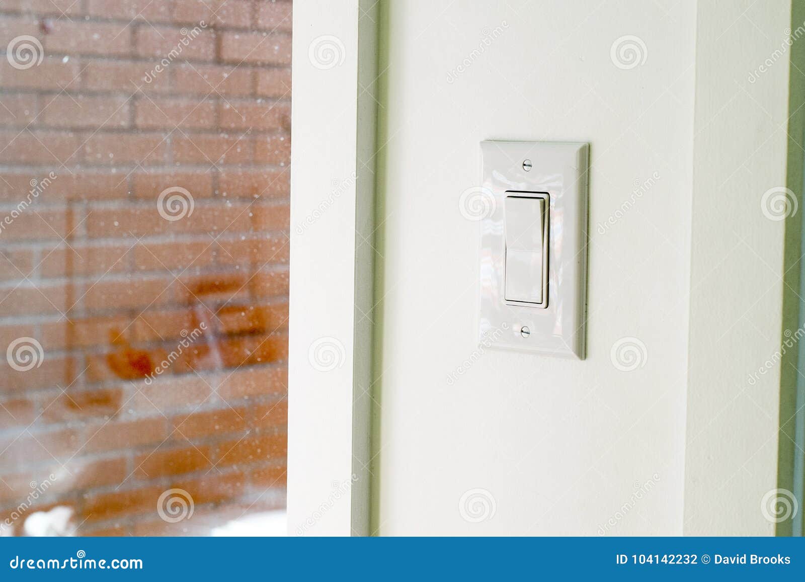 White plastic light switch stock photo. Image of electric - 104142232