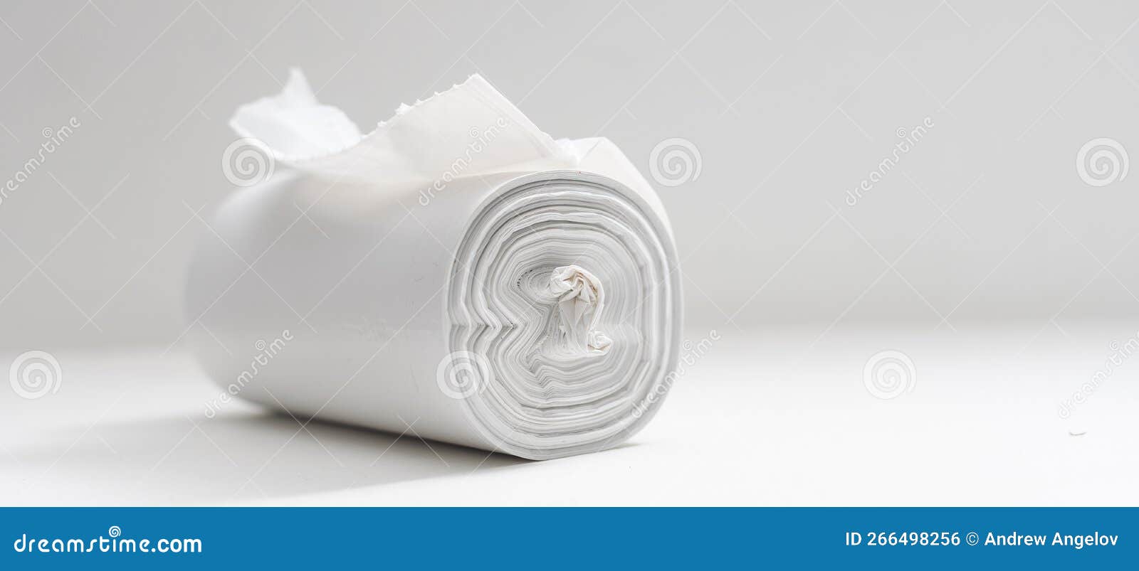 White Plastic Polyethylene Trash Bag Roll Isolated Over the White ...