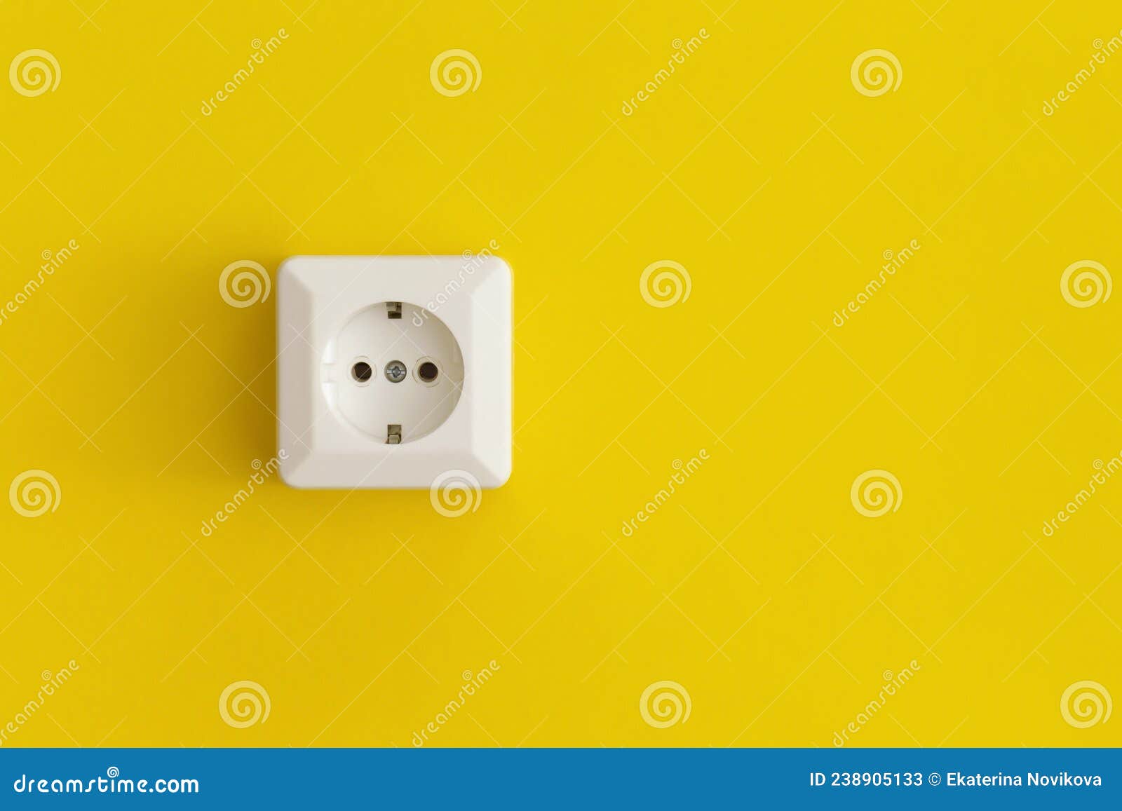 White Plastic Power Socket on a Yellow Background Stock Image - Image ...
