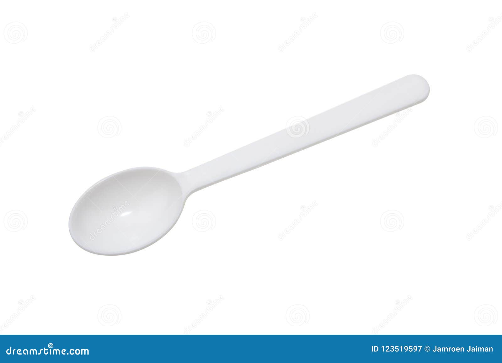 White Plastic Spoon Isolated on White with Clipping Stock Image - Image ...