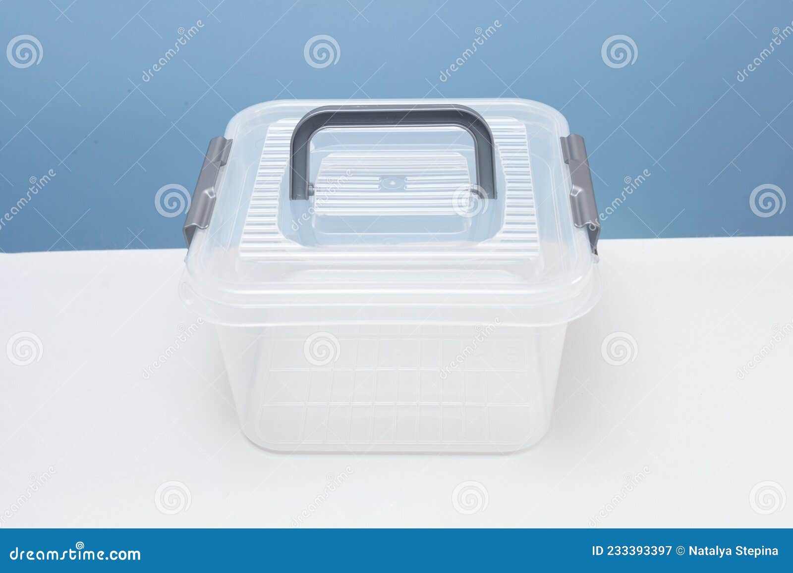 White Plastic Square Container with Grey Handle Stock Image - Image of ...