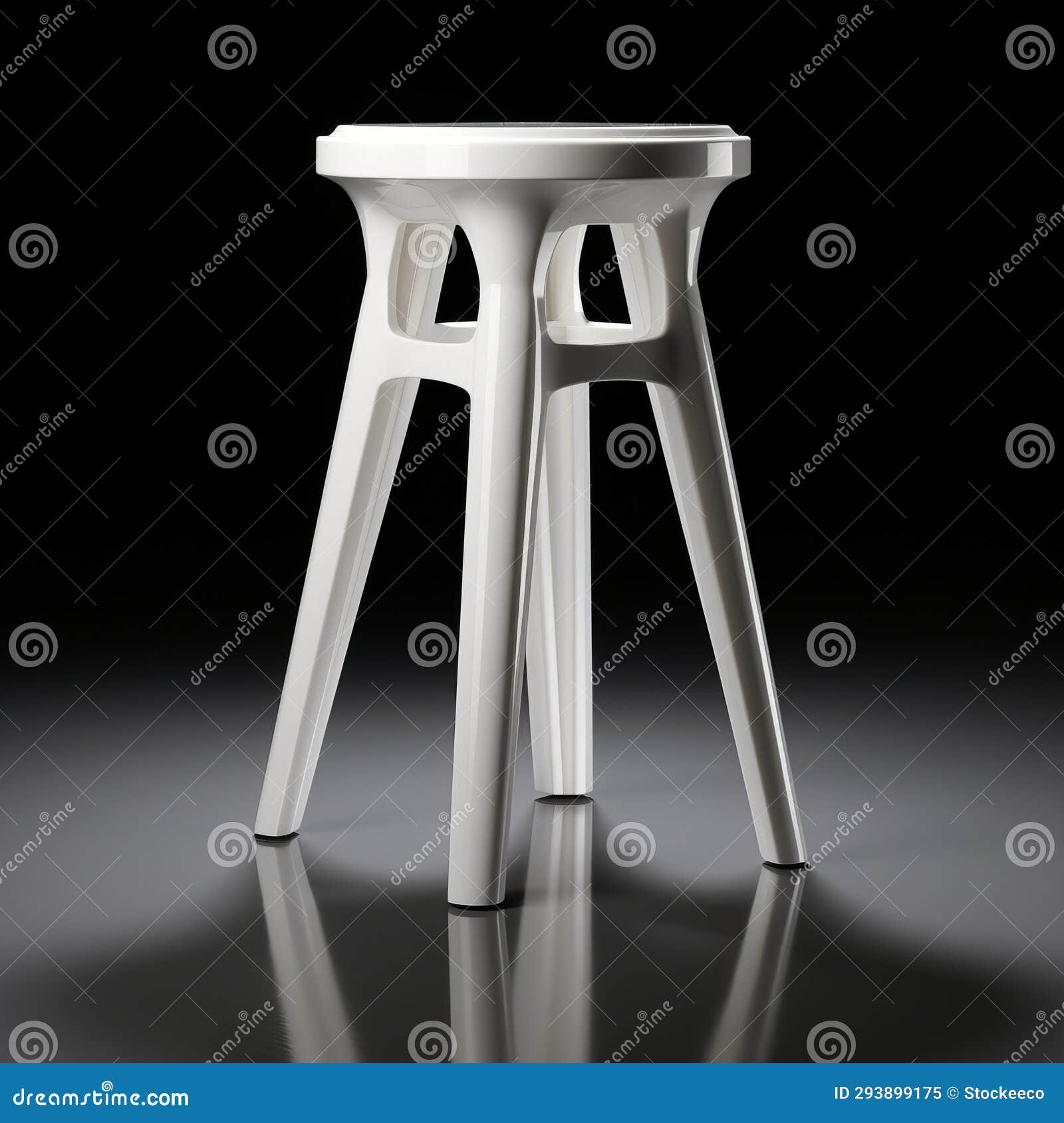 White Plastic Stool with Black Background - David Mould Style Stock ...