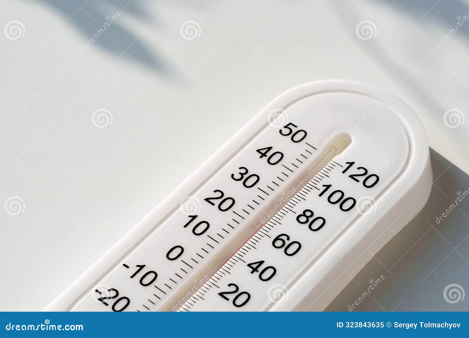 White Plastic Thermometer on a White Surface with Shadow Stock ...