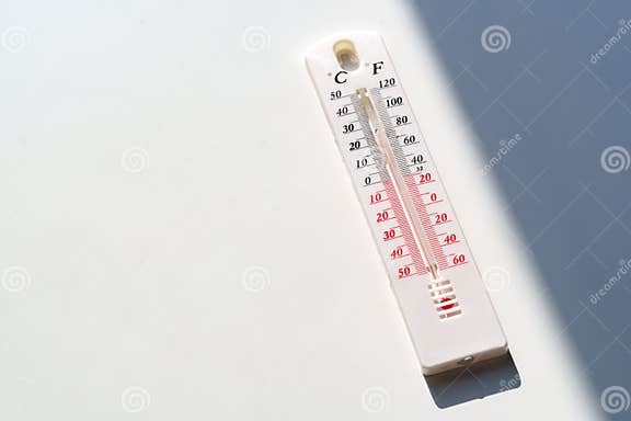 White Plastic Thermometer on a White Surface with Shadow Stock Image ...