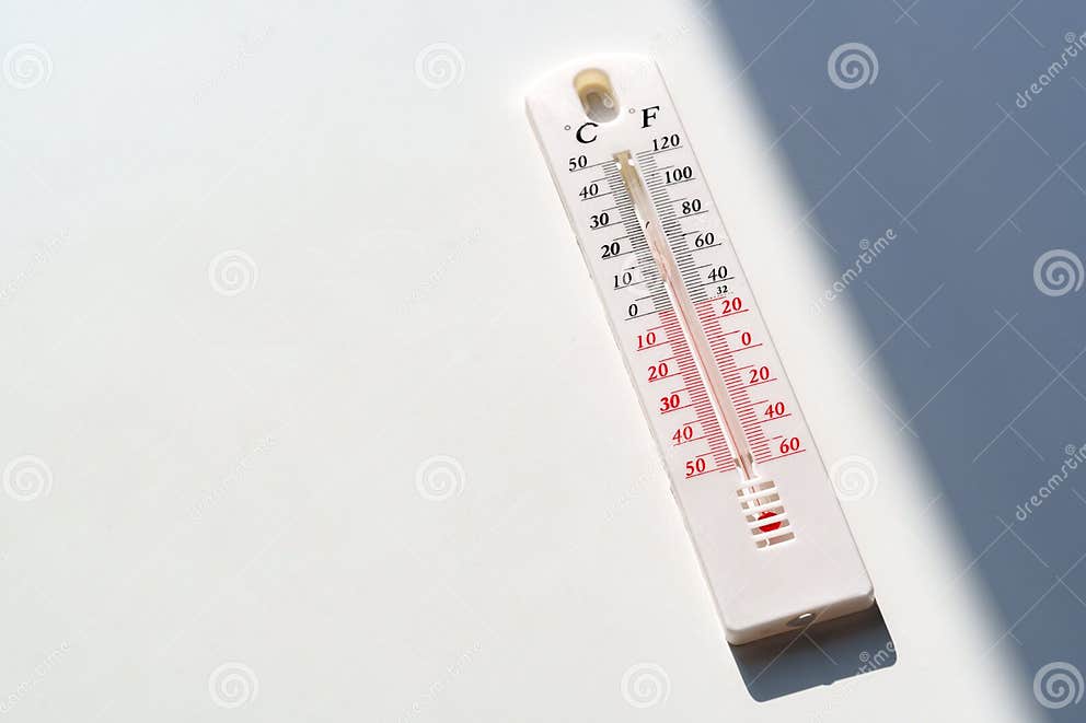 White Plastic Thermometer on a White Surface with Shadow Stock Image ...