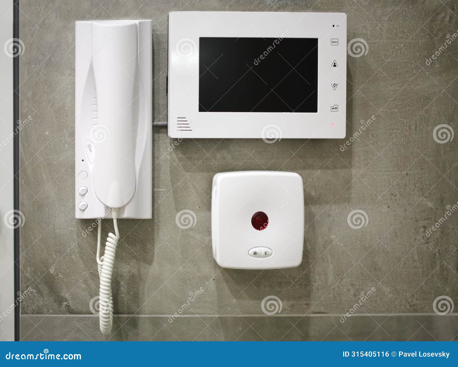 White Plastic Video Intercom is Hanging on the Stock Photo - Image of ...