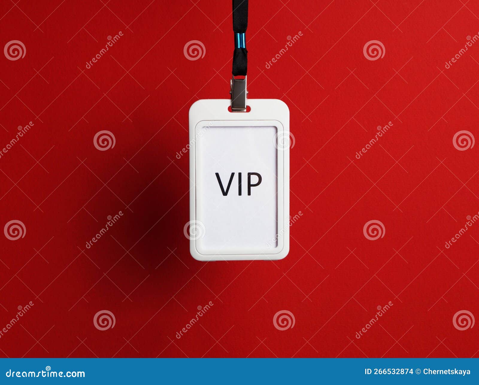 White Plastic Vip Badge Hanging on Red Background Stock Photo - Image ...