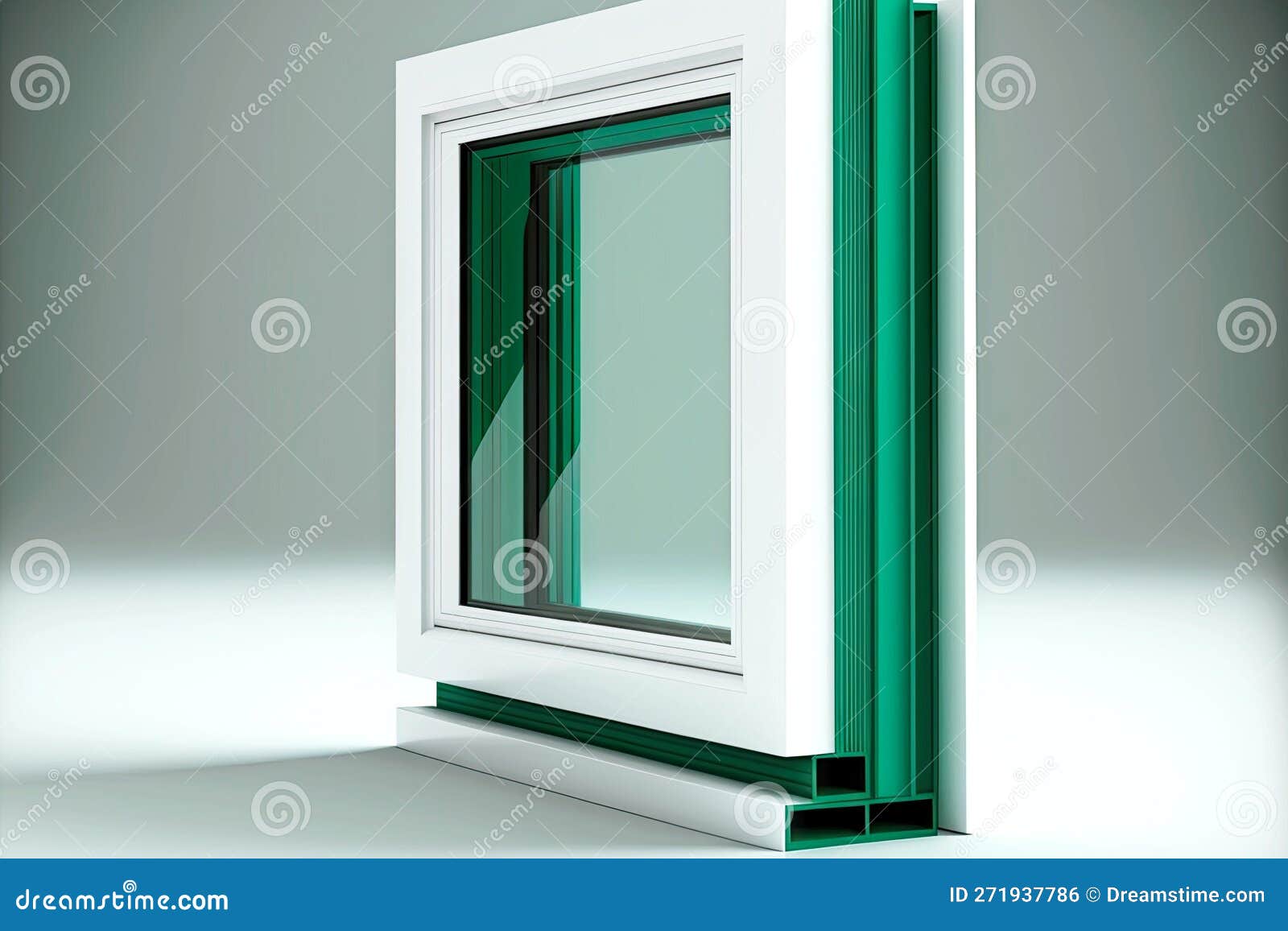 White Plastic Windows Profile Durable with Green Glass Stock ...