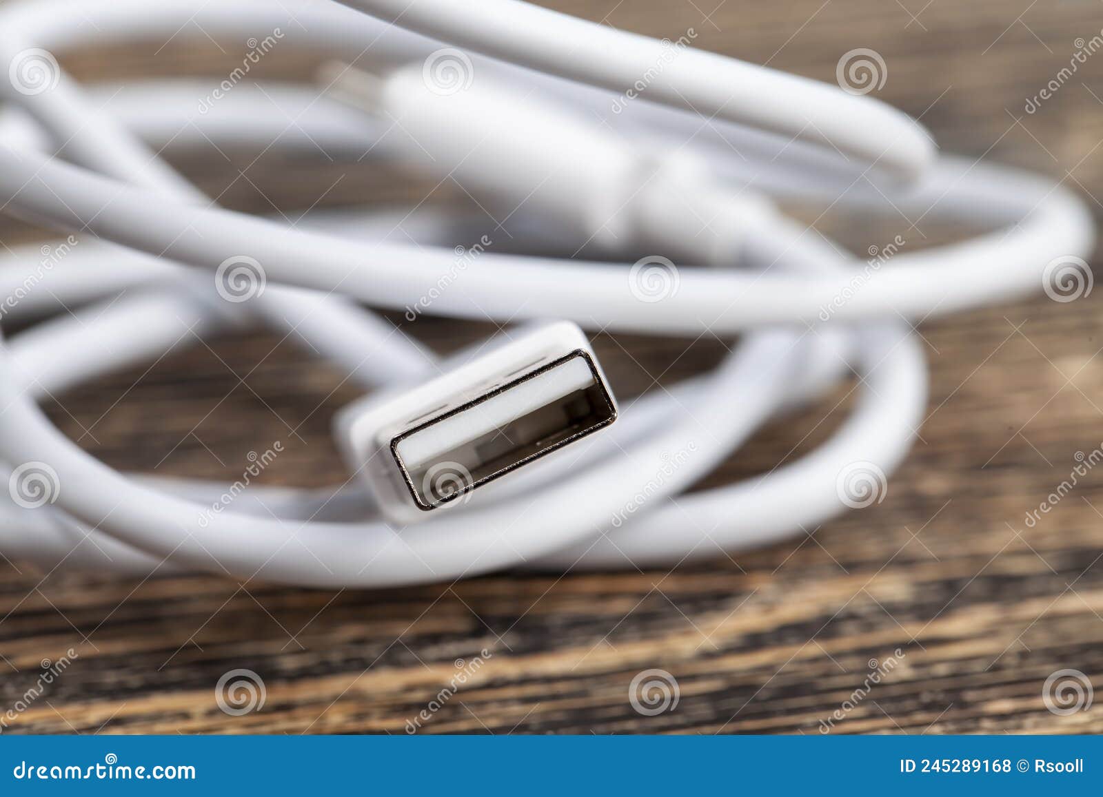 White Plastic Wire with Usb Connection of Equipment Stock Photo - Image ...