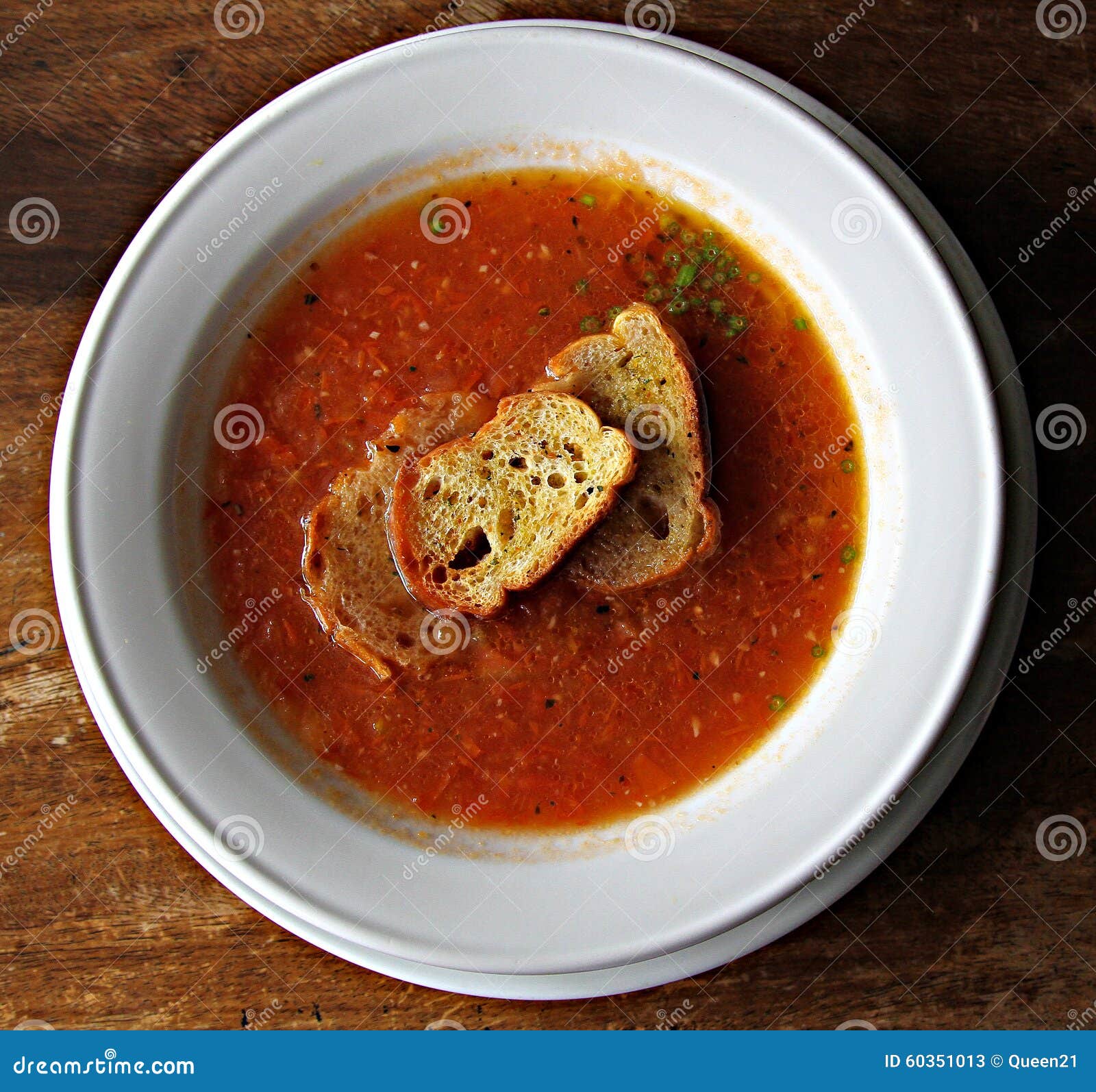 White Plate of Appetizing Tomato Soup with Fresh Stock Image - Image of ...