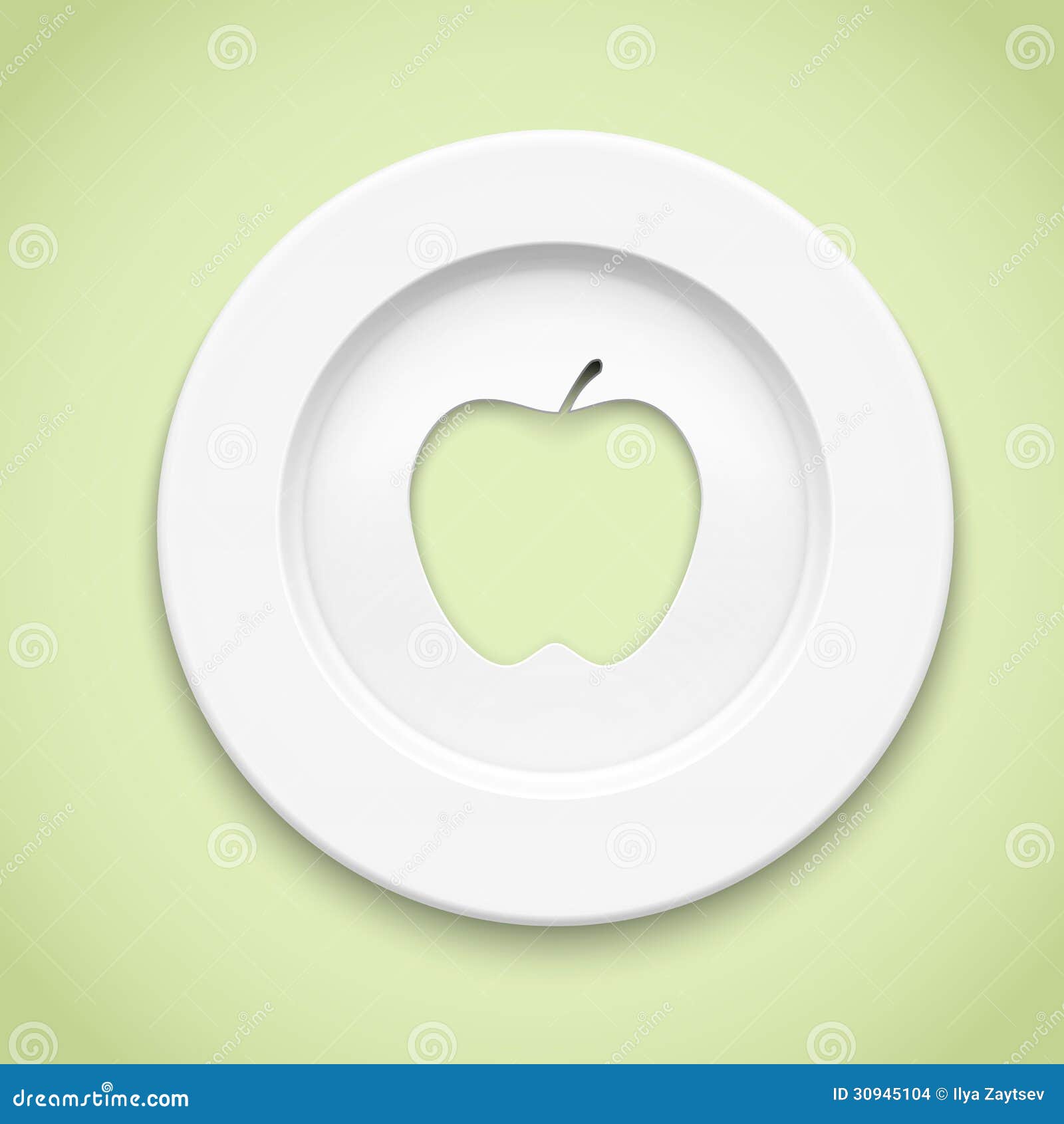 White Plate with Apple Cut. Stock Vector - Illustration of serving ...