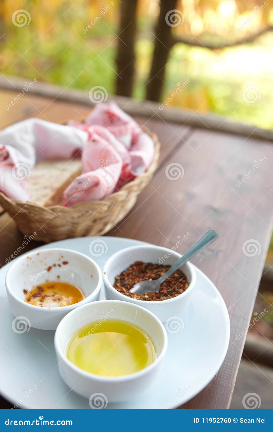 White Plate with Condiments Stock Photo - Image of table, outside: 11952760