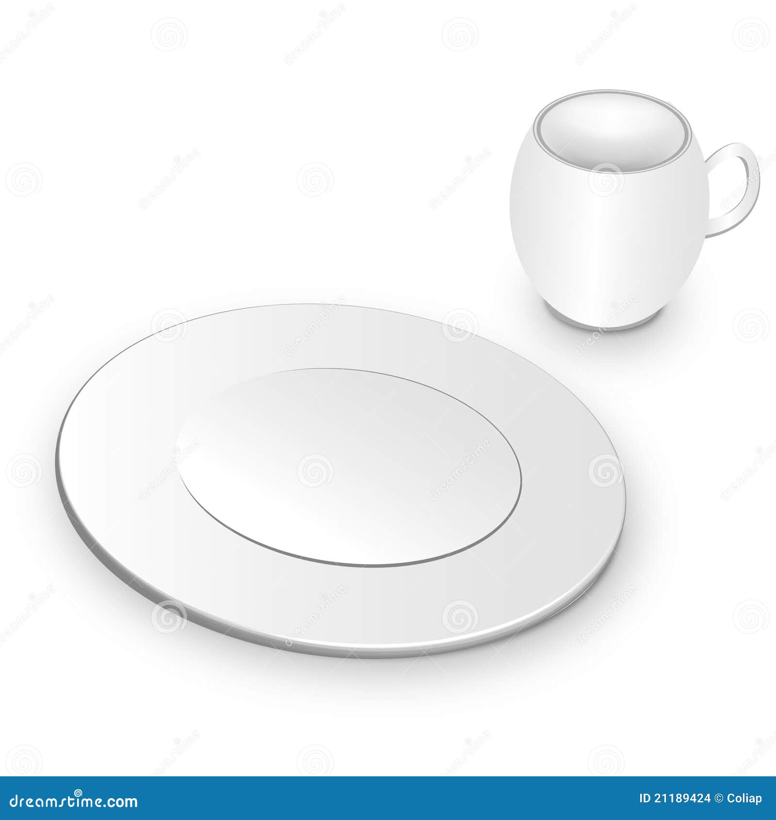 White plate and cup stock vector. Illustration of view - 21189424