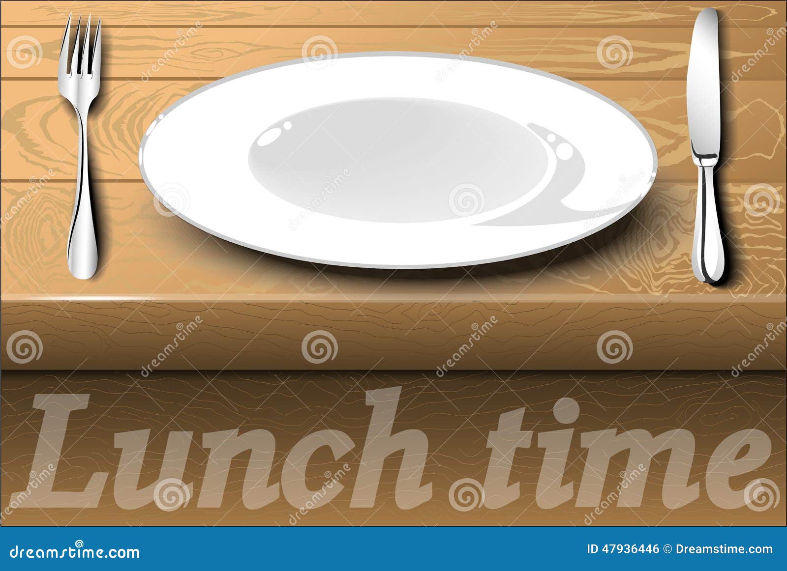 White Plate with Cutlery on a Dining Table. Lunch Time. Stock ...