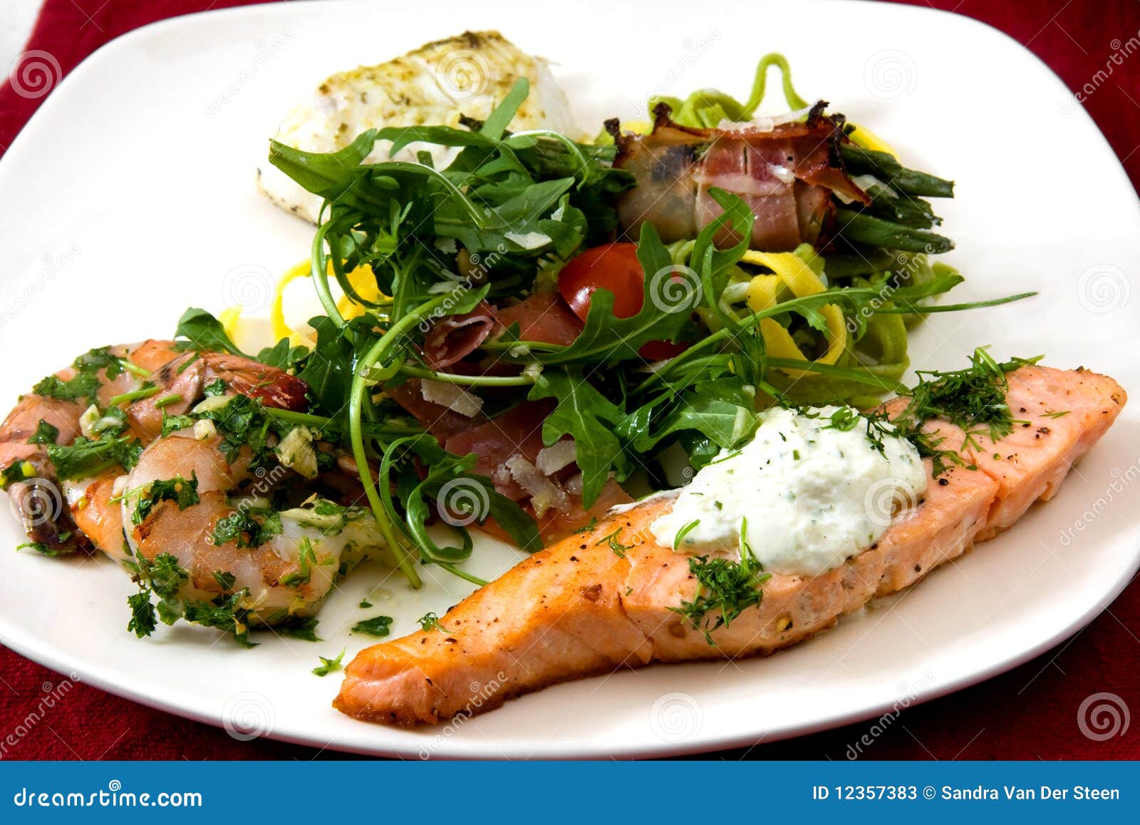 White Plate with Delicious Meal Stock Image - Image of vegetables ...