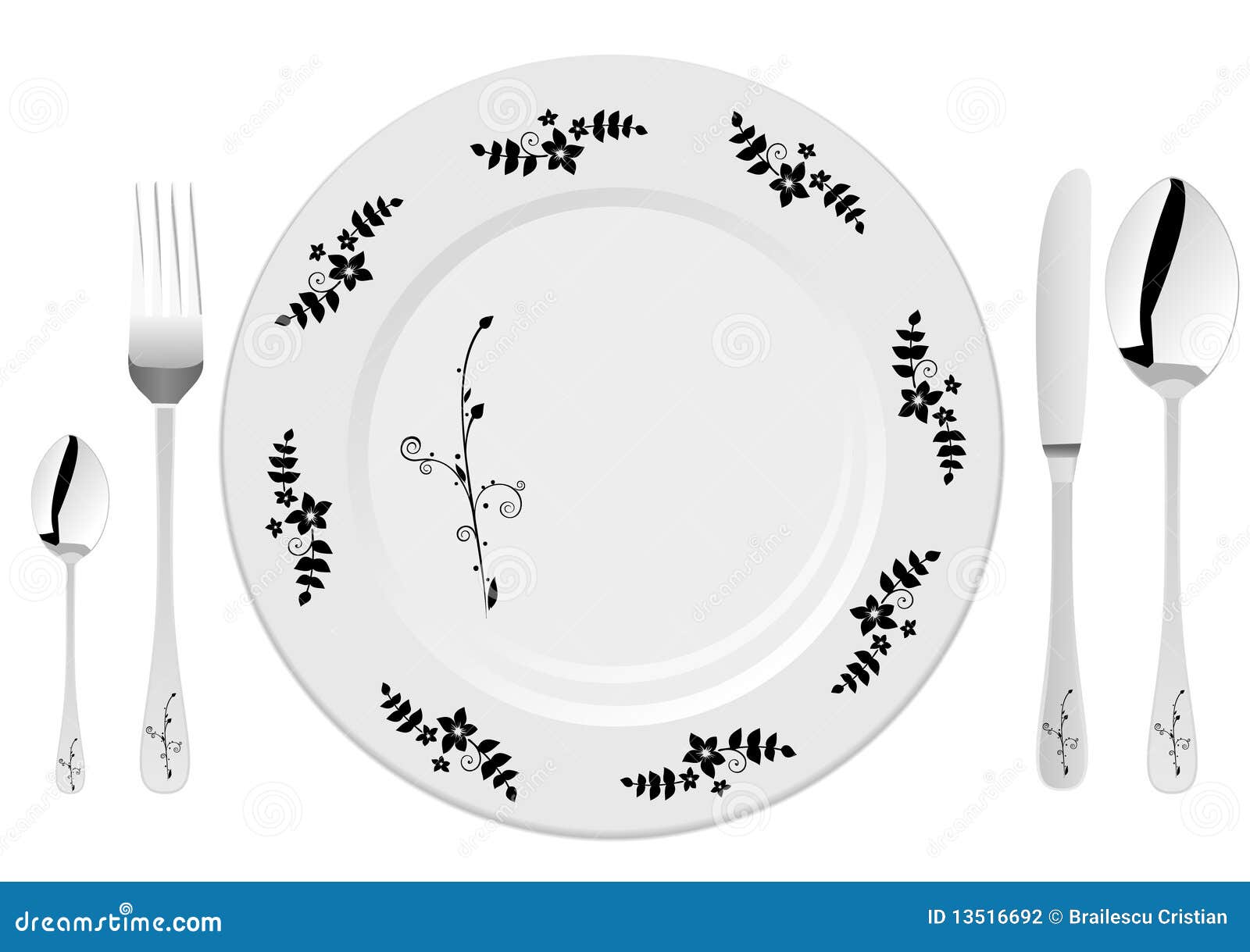 White plate with drawing stock vector. Illustration of isolated - 13516692