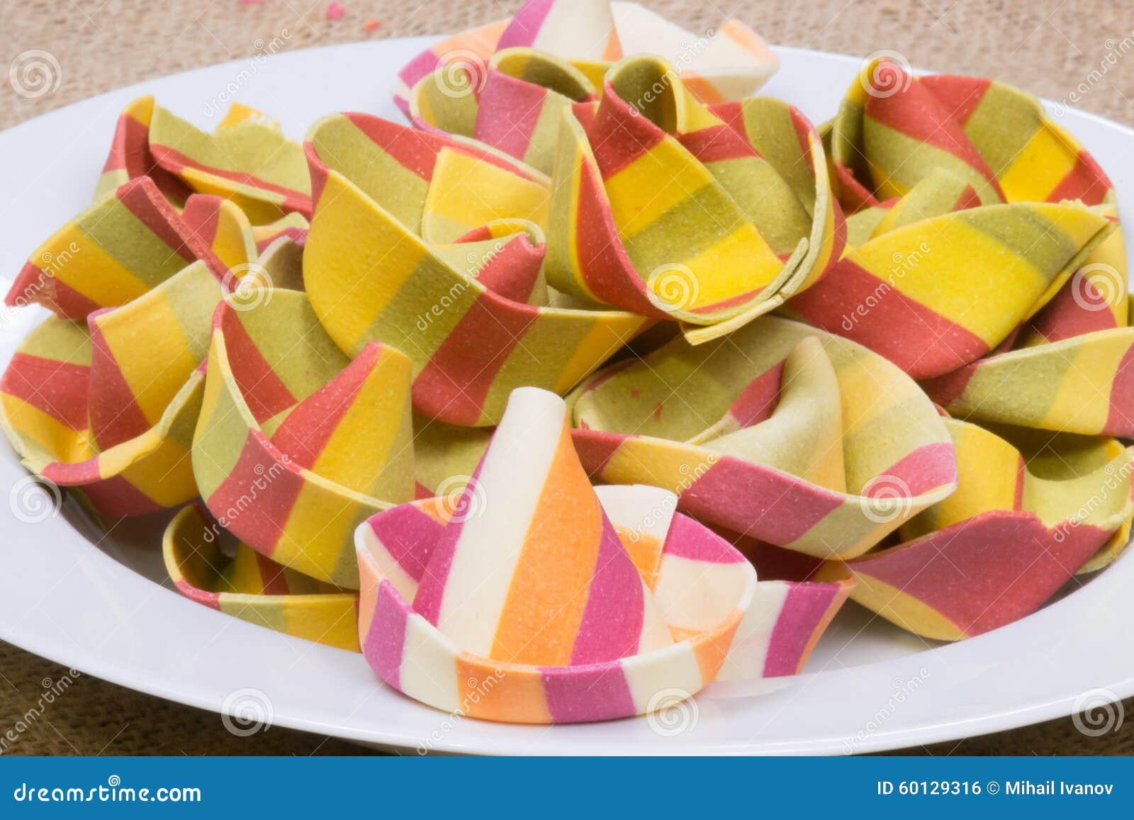 White Plate Full of Colorful Ravioli Pasta Stock Photo - Image of ...