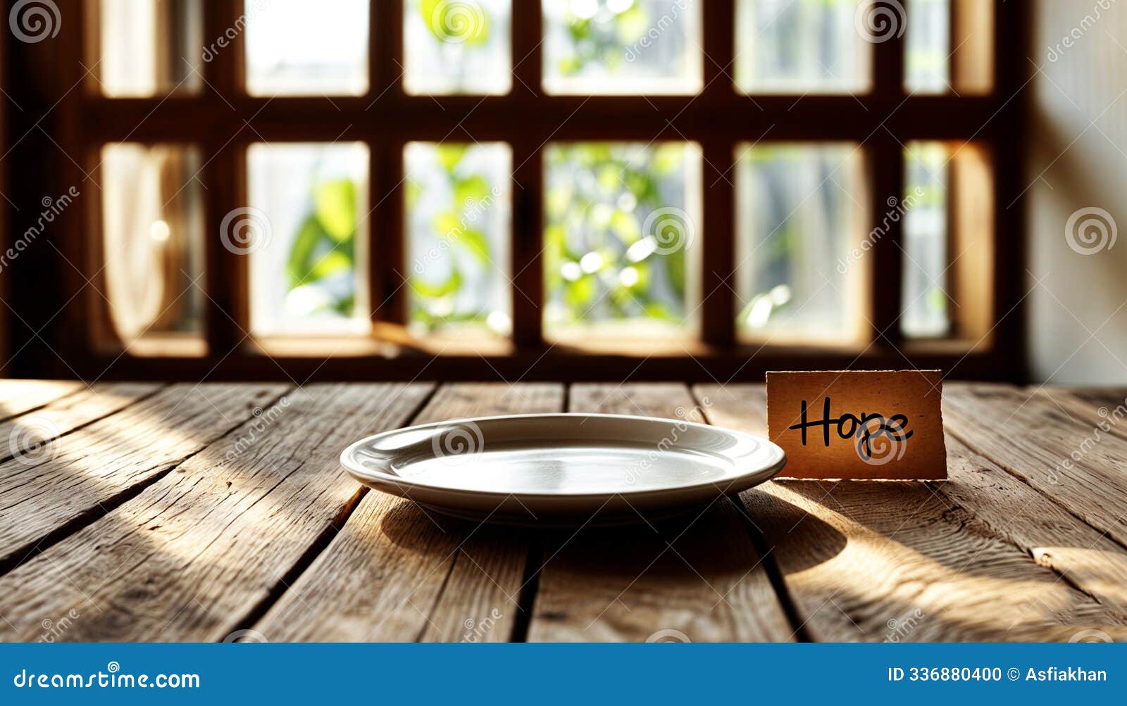 A White Plate and Note with the Word Text "Hope" Written on it, Sitting ...