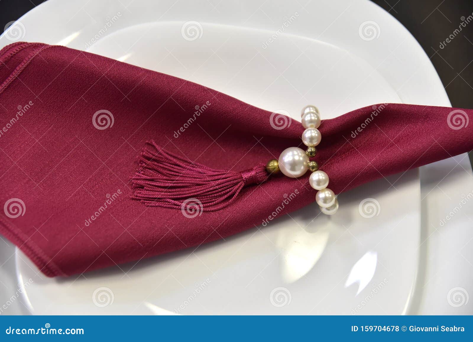 White Plate with Red Napkin Stock Photo - Image of luxury, flatware ...