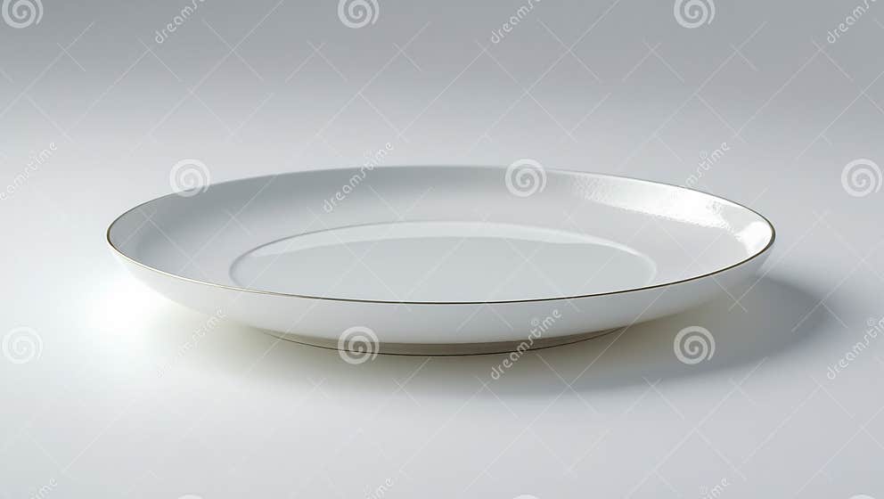 White Plate with Shadow on Gray Table Stock Illustration - Illustration ...