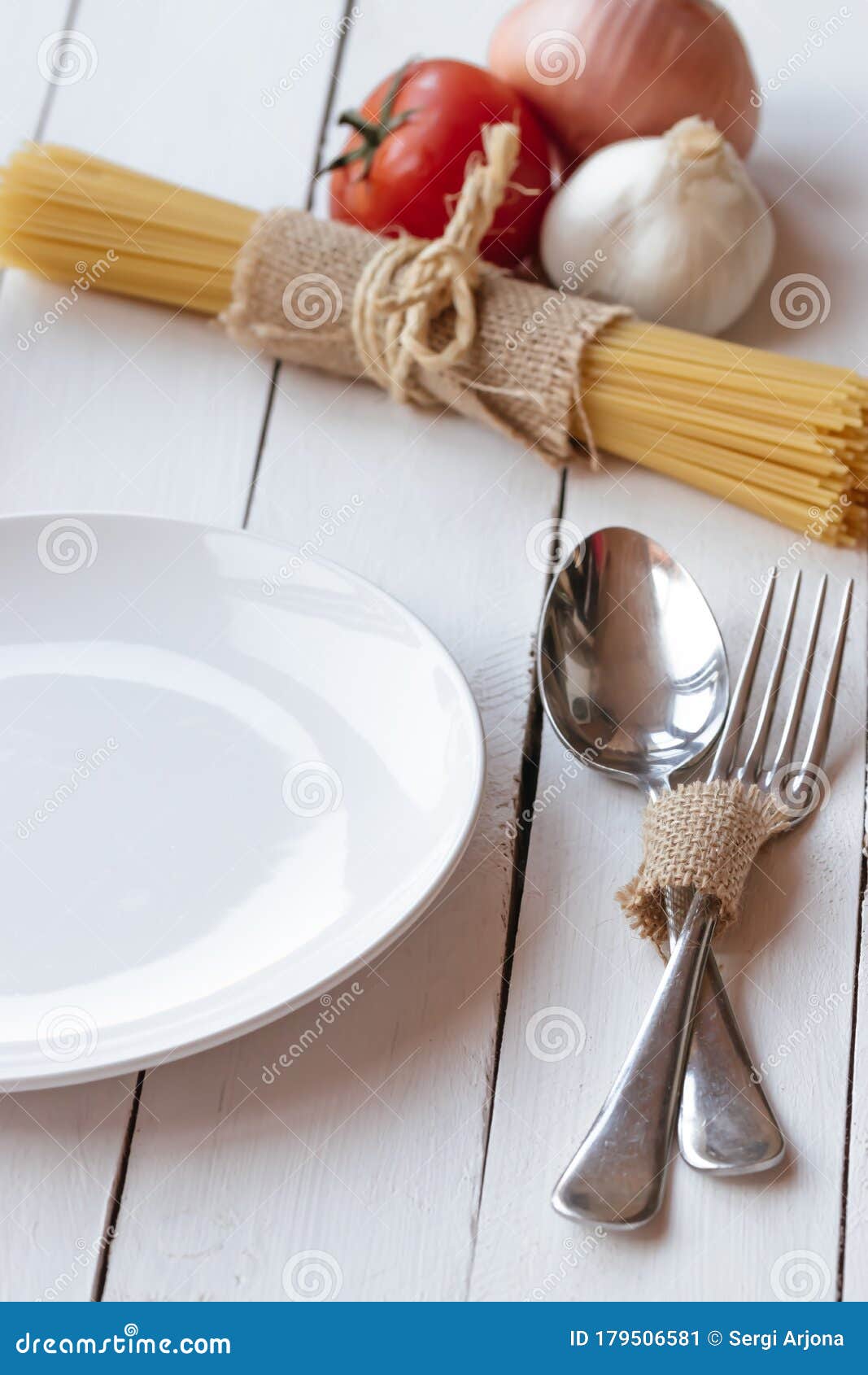 White Plate on a Table with Typical Food Stock Image - Image of ...