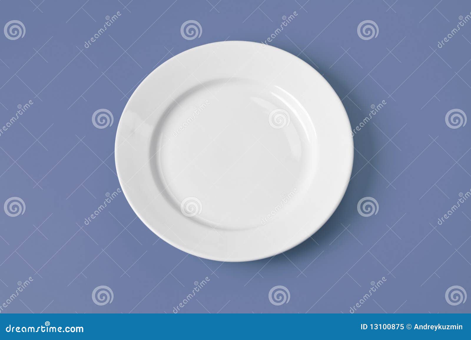 White Plate Top View on Blue Background Stock Image - Image of white ...