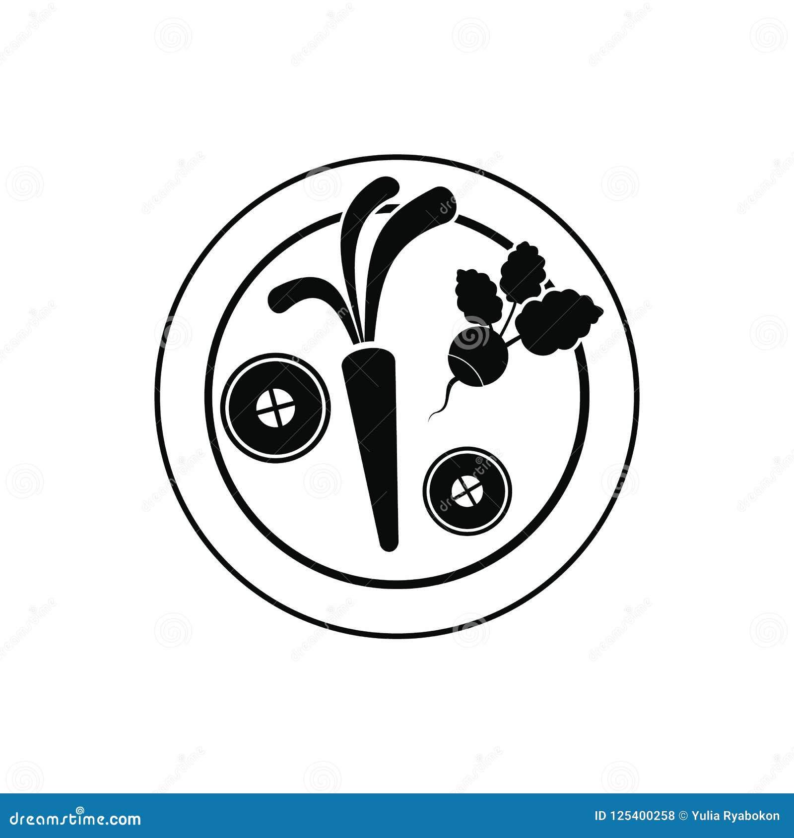 White Plate with Vegetables Icon Stock Illustration - Illustration of ...