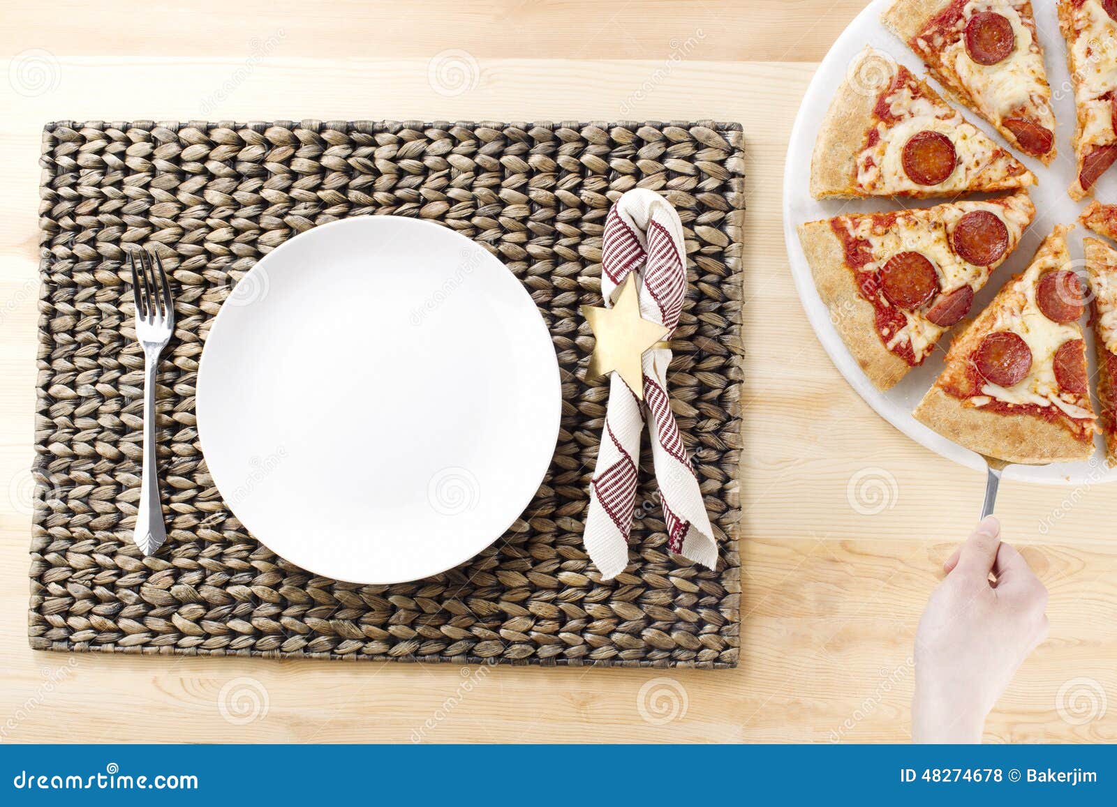 White plate waiting pizza stock photo. Image of colorful - 48274678
