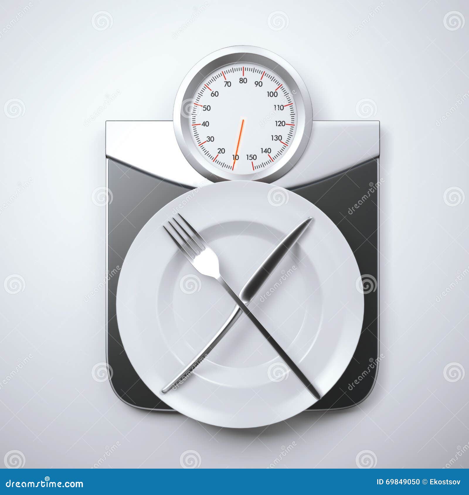 White Plate on a Weight Scales. Diet Menu Stock Illustration ...