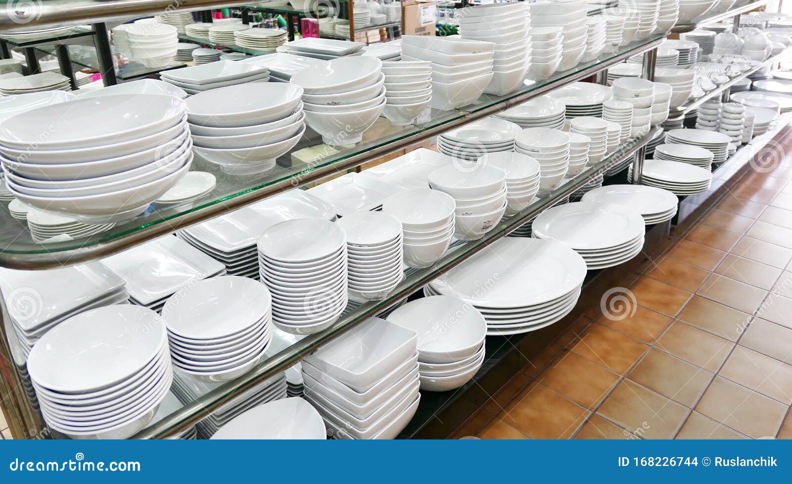 Plates in a shop stock photo. Image of kitchen, equipment - 168226744