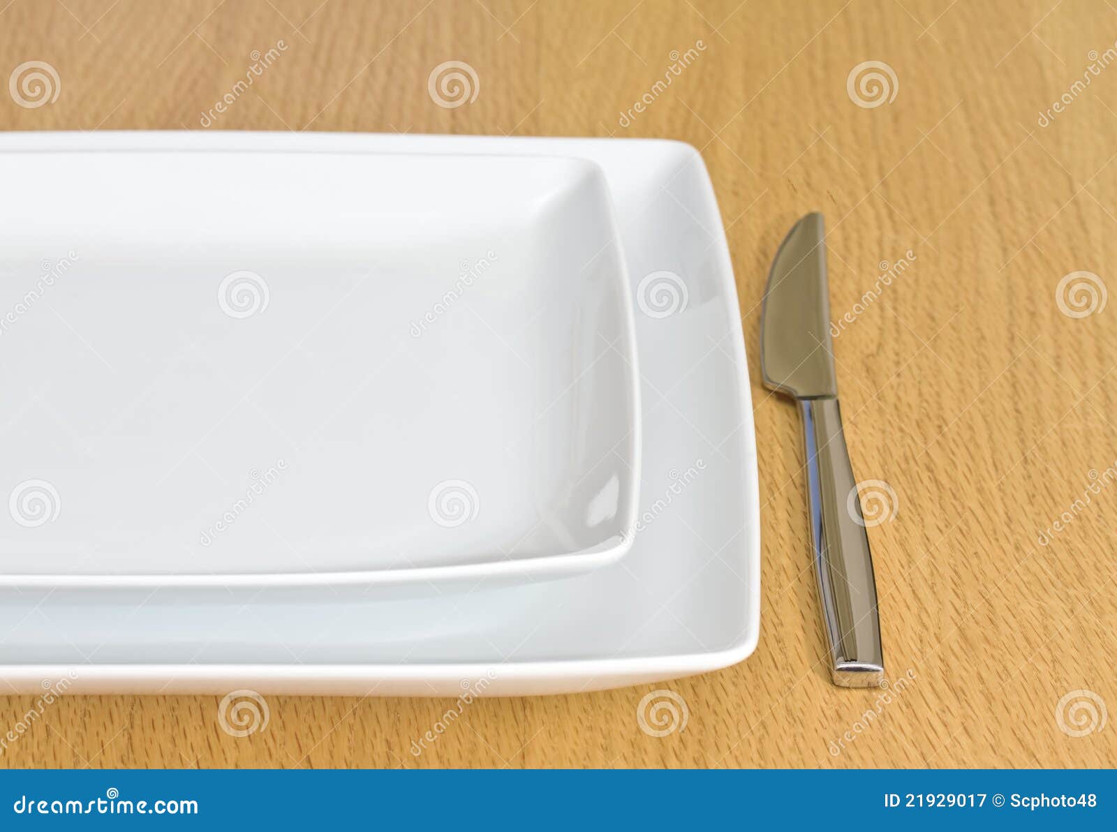 White Plates on Wooden Table Stock Image - Image of restaurant ...