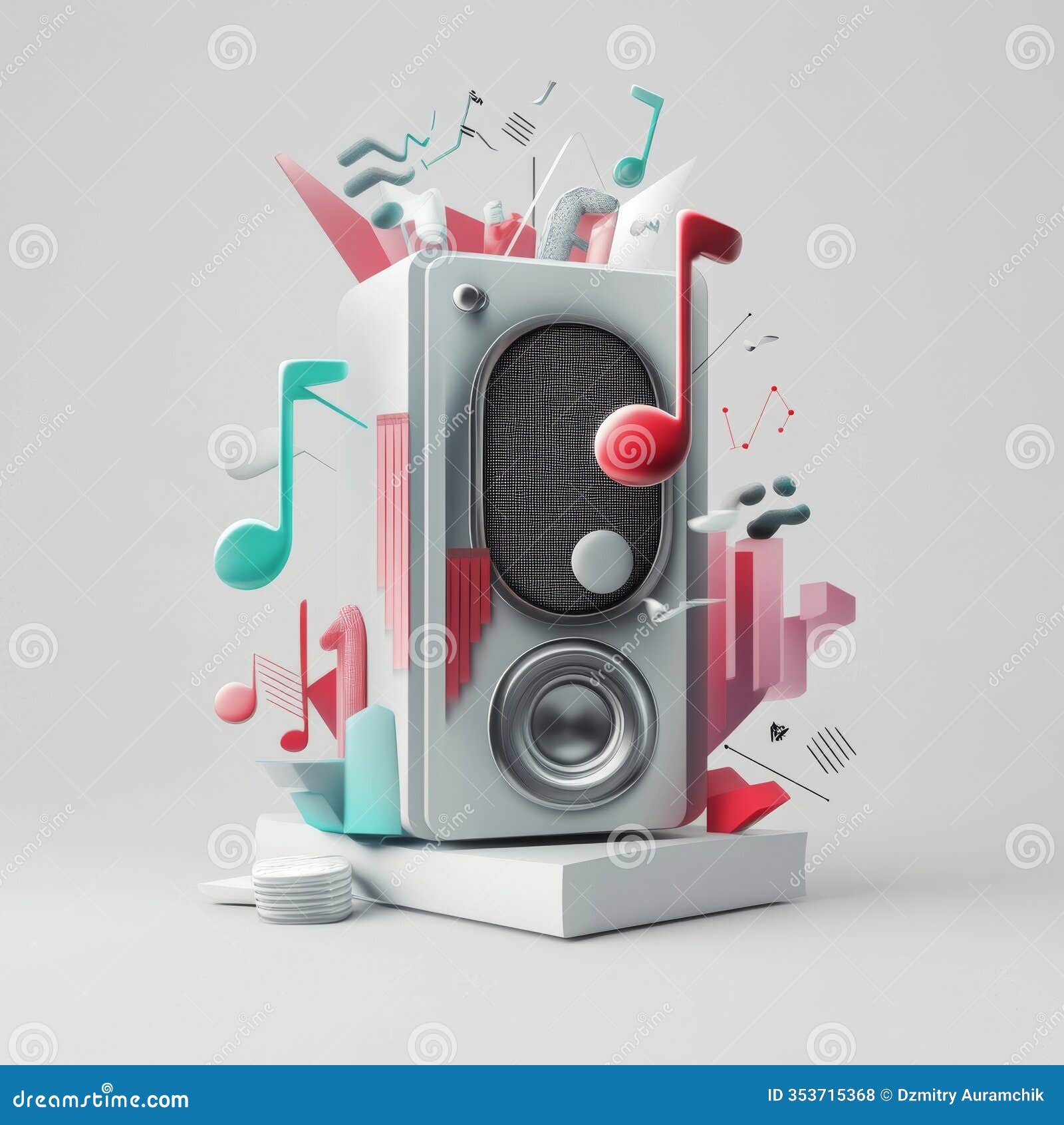 A White Platform Featuring a 3D Holographic Smart Speaker with Floating ...